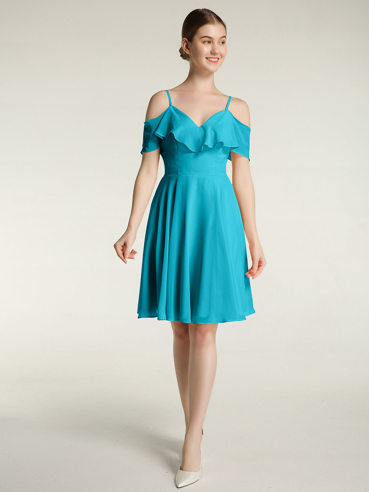 Sweetheart Neck Short Dresses with Ruffles Sleeves Jade – BABARONI