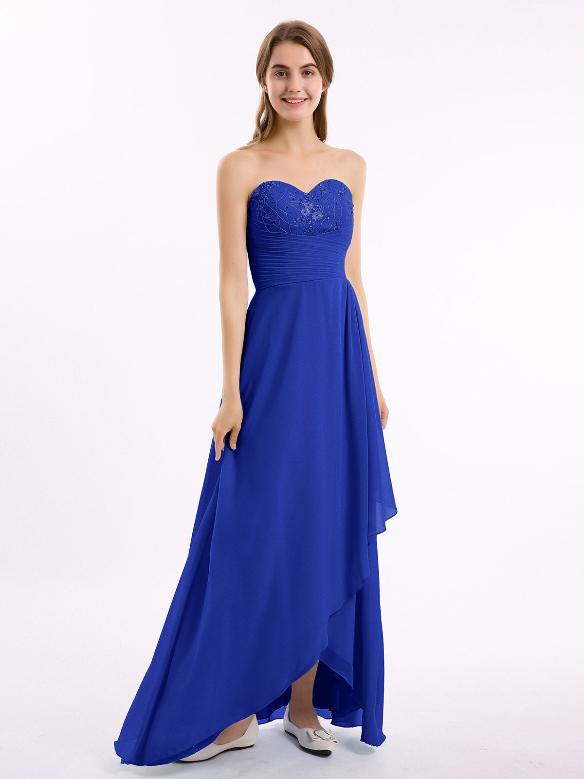 Strapless Sweetheart Neck Long Dress With Beaded Royal Blue Plus Size Dominic Babaroni