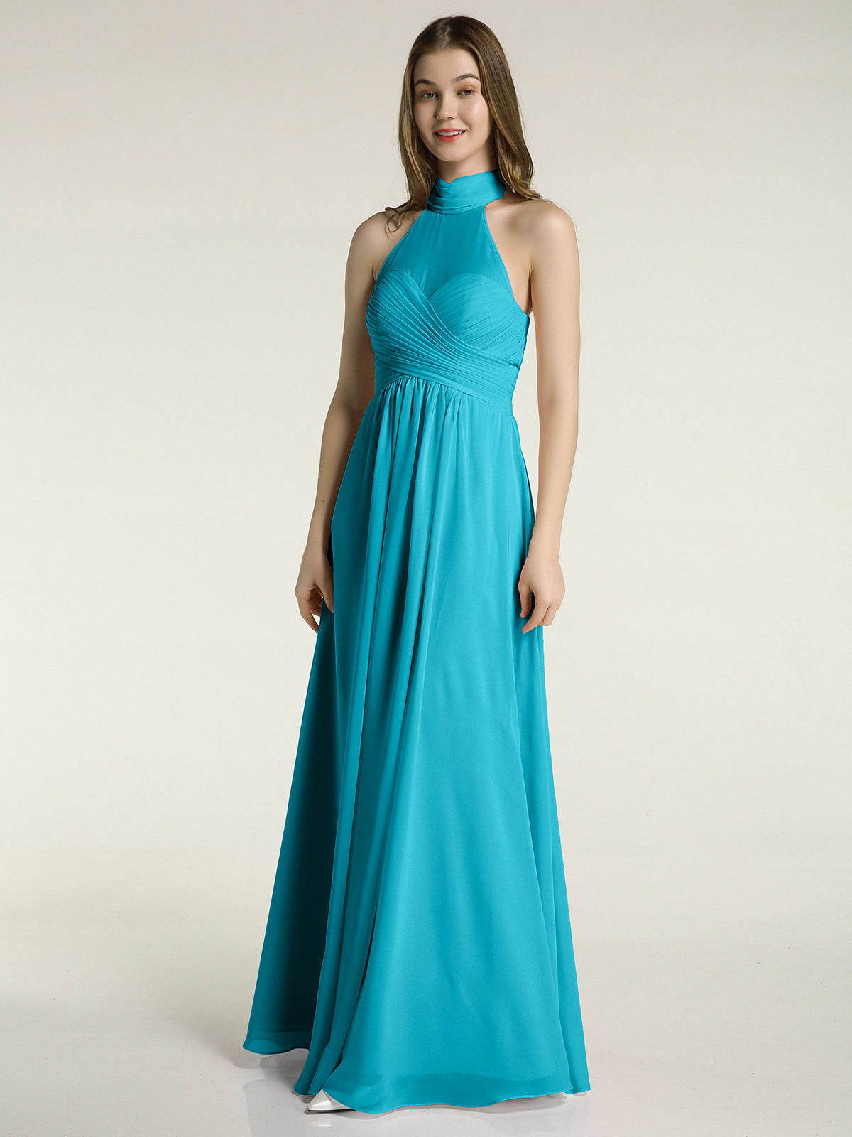 Illison High Neck Cross Bust Chiffon Dresses-Jade Plus Size – BABARONI