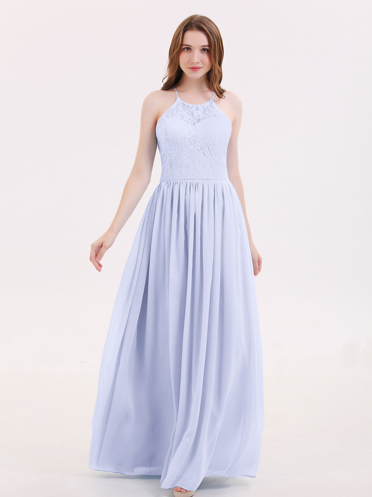 Illusion Neck Lace and Chiffon Maxi Gowns-Lavender – BABARONI