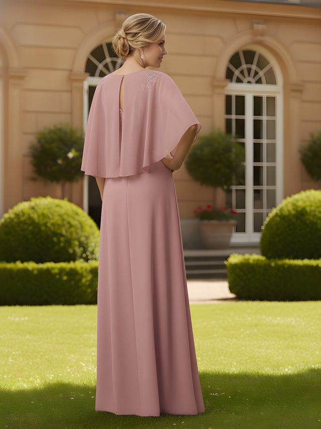 Illusion Neck A-line Gown with Cape Sleeves Lime Green – BABARONI