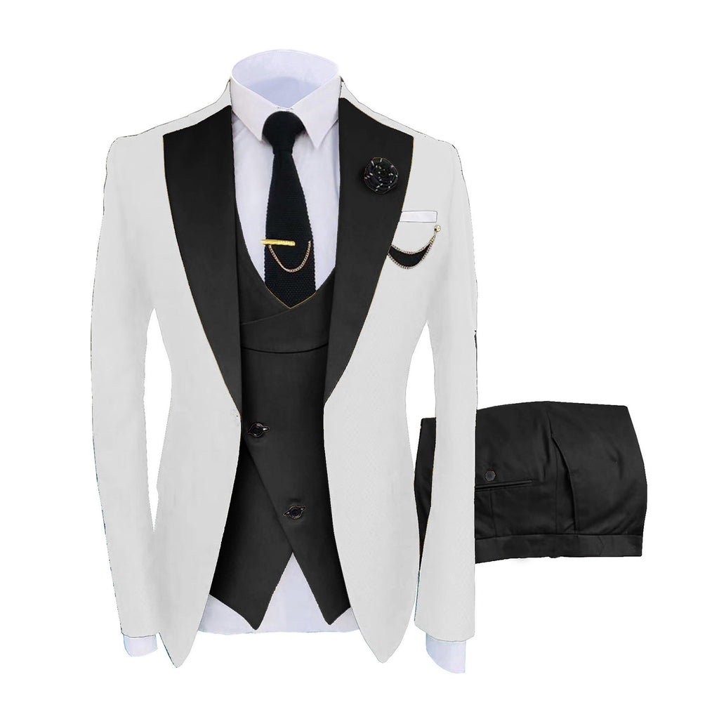 Slim Fit Three Piece Men Suit With Center Back Slit – BABARONI