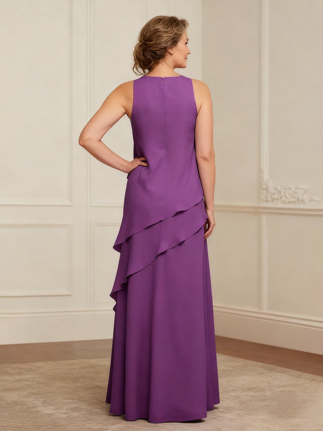 Scoop Neck Ruffles A-Line Floor-length Chiffon Mother Dress Azalea ...