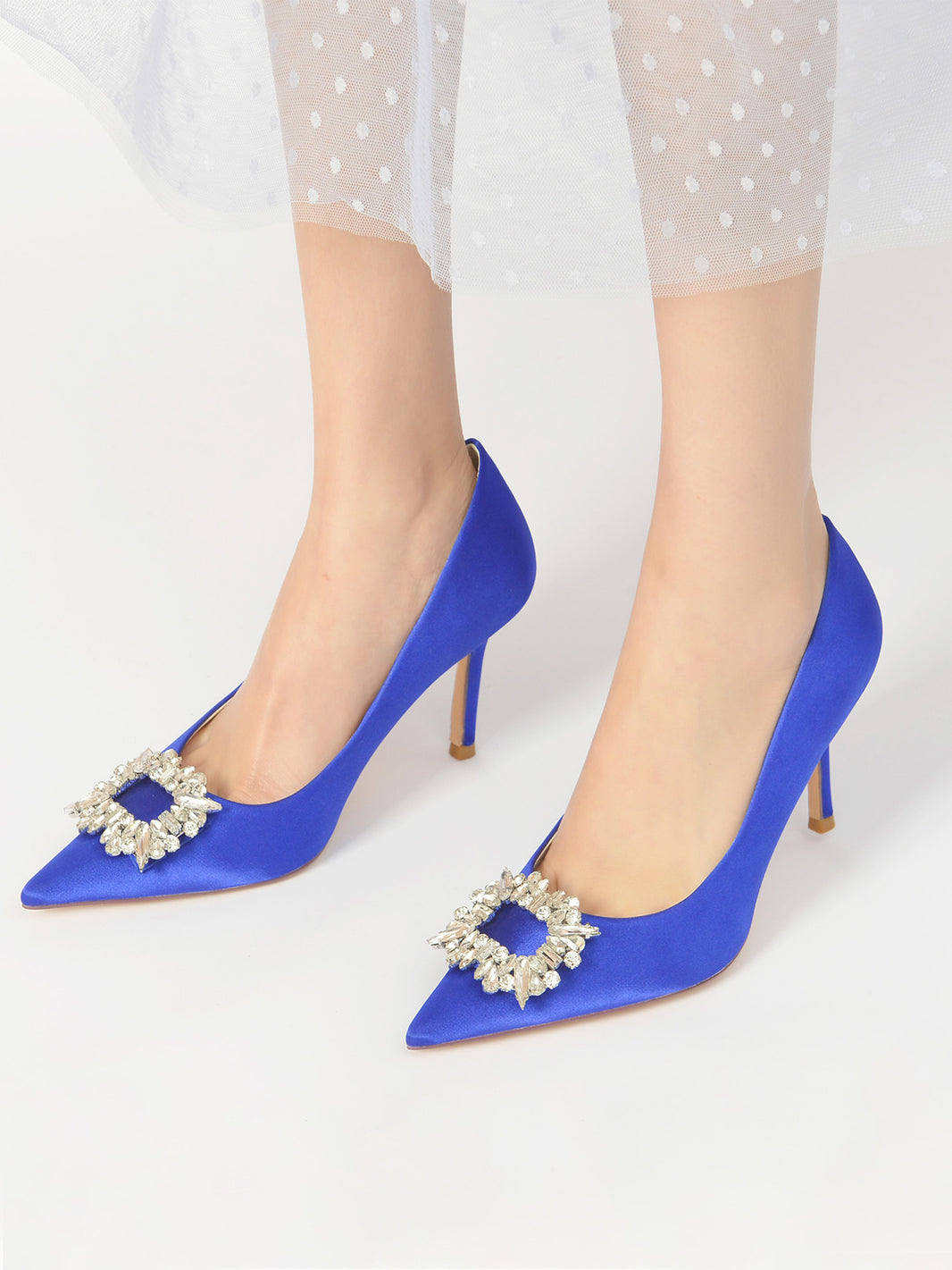 Rhinestone Satin Stiletto Pumps – BABARONI