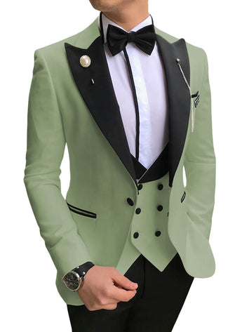 Slim Fit Three Piece Men Suit With Center Back Slit – BABARONI