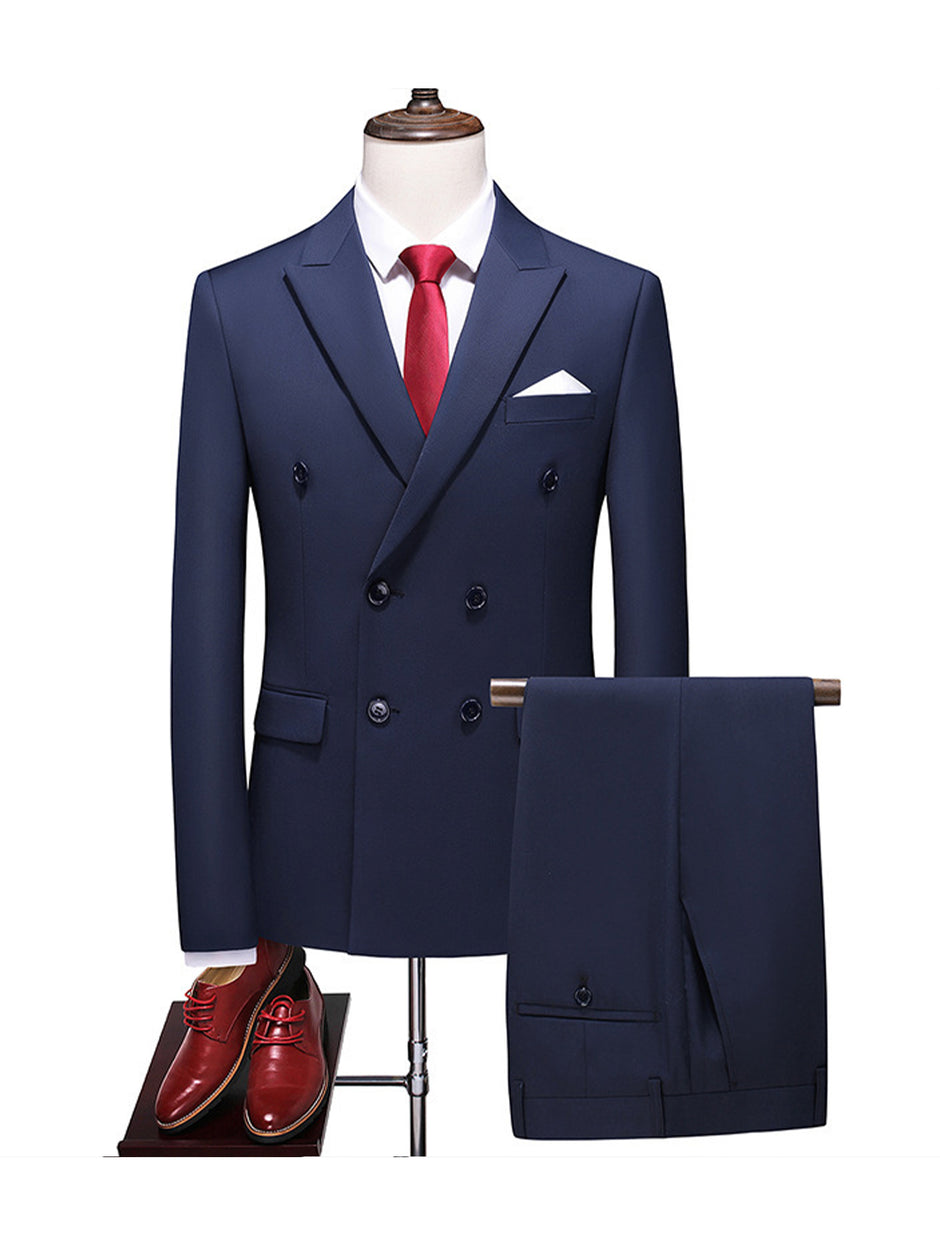 Slim Fit Three Piece Men Suit With Center Back Slit – BABARONI