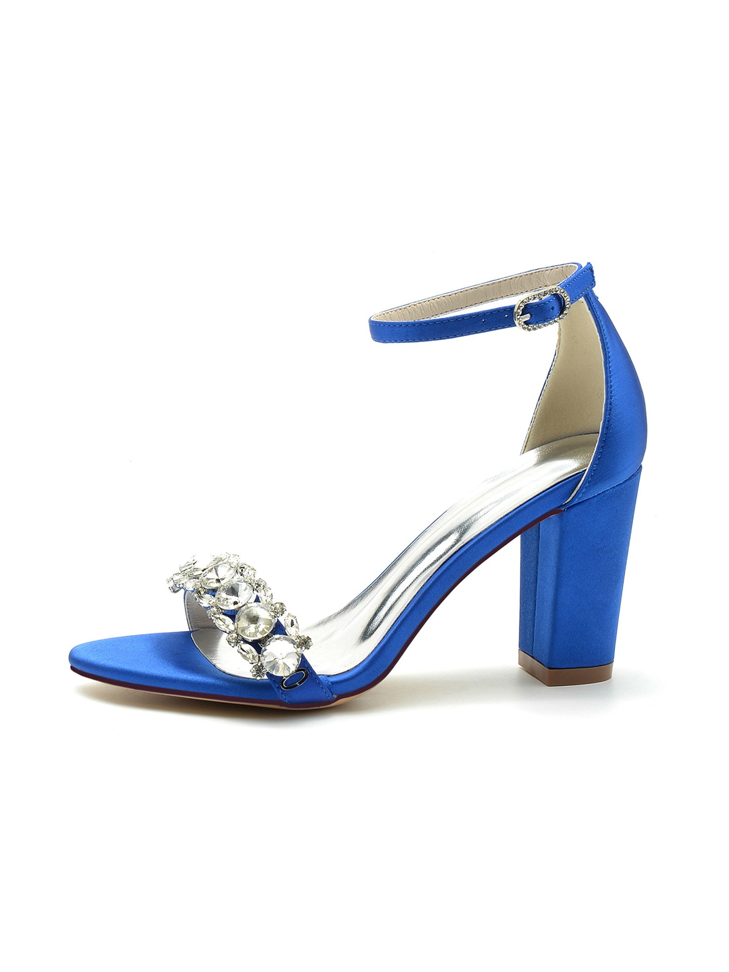 Crystal Embellished Open Toe Ankle Strap Pumps – BABARONI