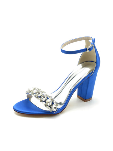 Crystal Embellished Open Toe Ankle Strap Pumps – BABARONI