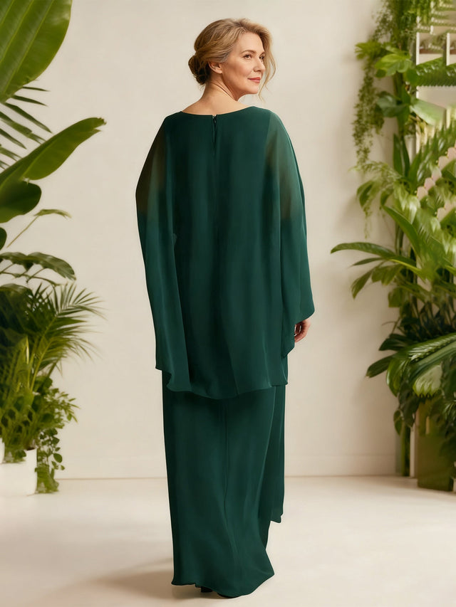 Chiffon Drape V-Neck Mother Dress with Flutter Cape Sleeves Lilac ...