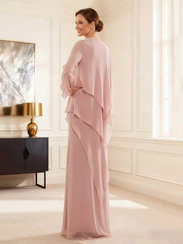 BABARONI Chiffon Periwinkle Mother of the Bride Dresses Slim Fit Scoop ...