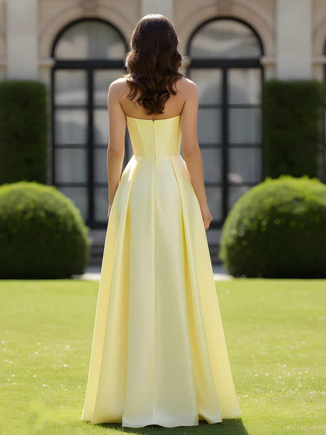 A-Line Sweetheart Satin Zipper Floor Length Prom Dress Lilac – BABARONI