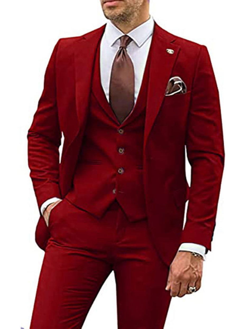Single Breast Two Button 3 Piece Notch Lapel Slim Men Suits – BABARONI