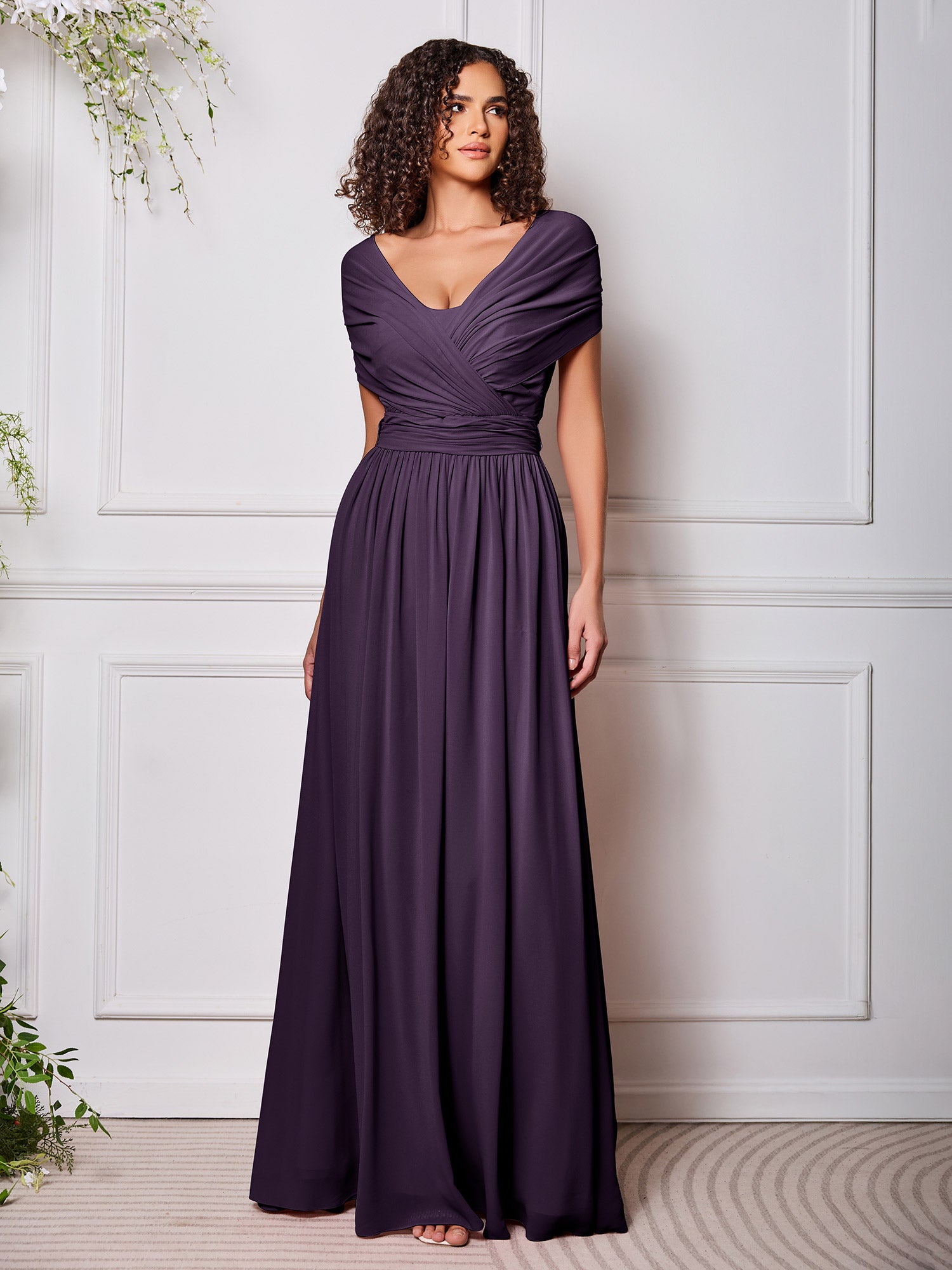 With Sleeves Plum Multi Wear Convertible Bridesmaid Dresses – BABARONI