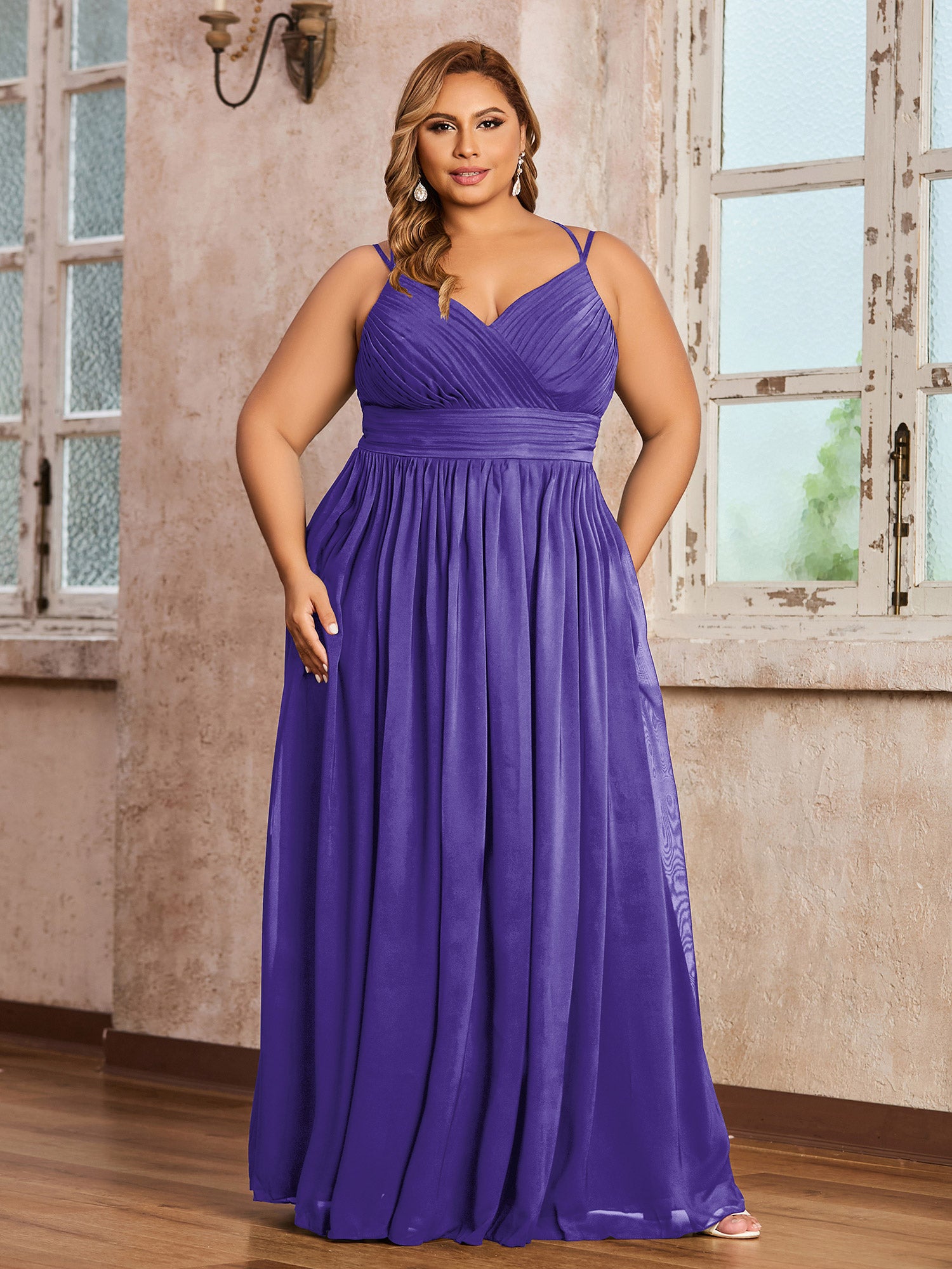 Double Straps Chiffon Dresses with Sweetheart Regency Plus Size – BABARONI