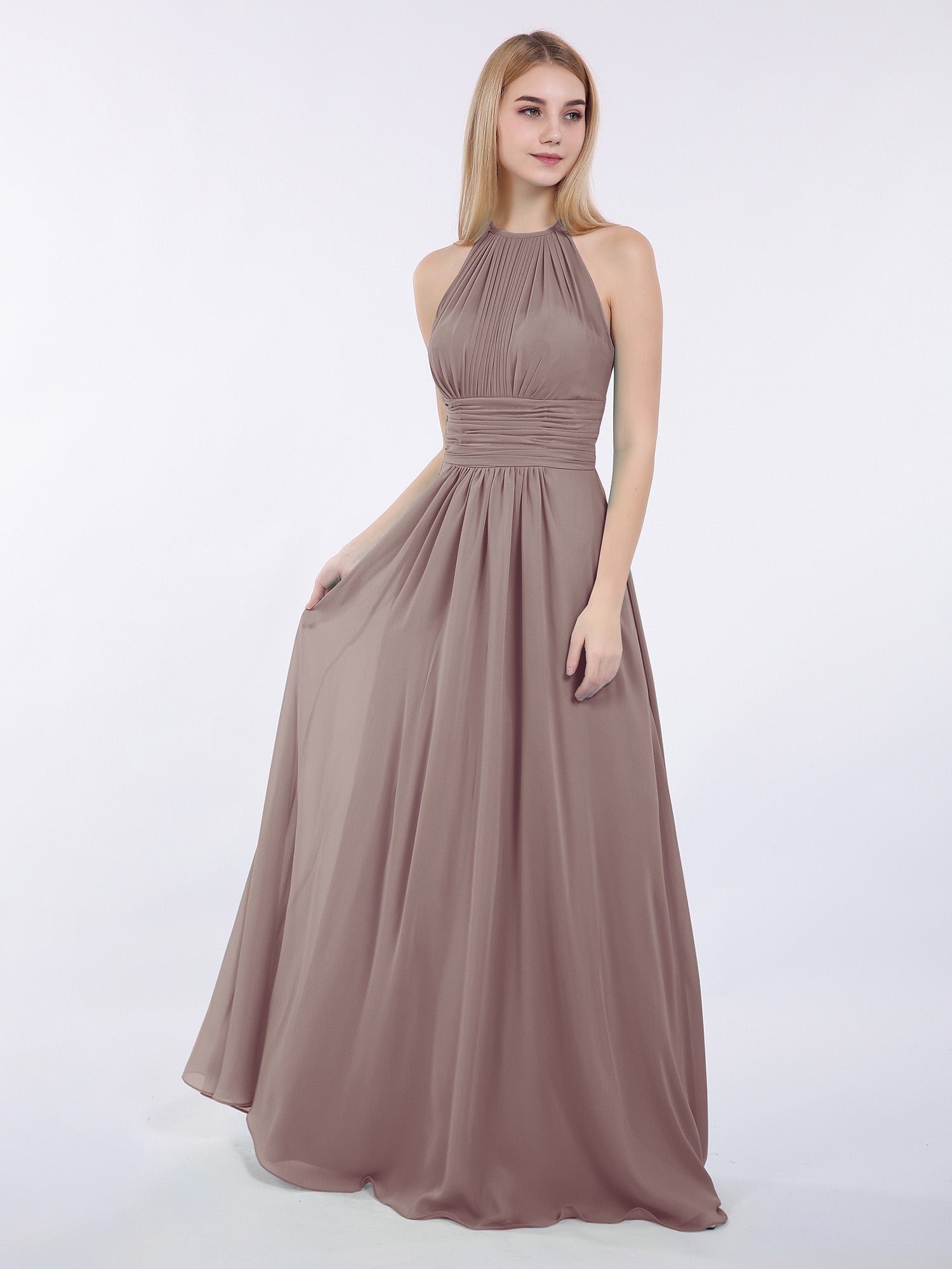 Chiffon Bridesmaid Dresses with Lace Cap Sleeves-Stormy-Marley | BABARONI