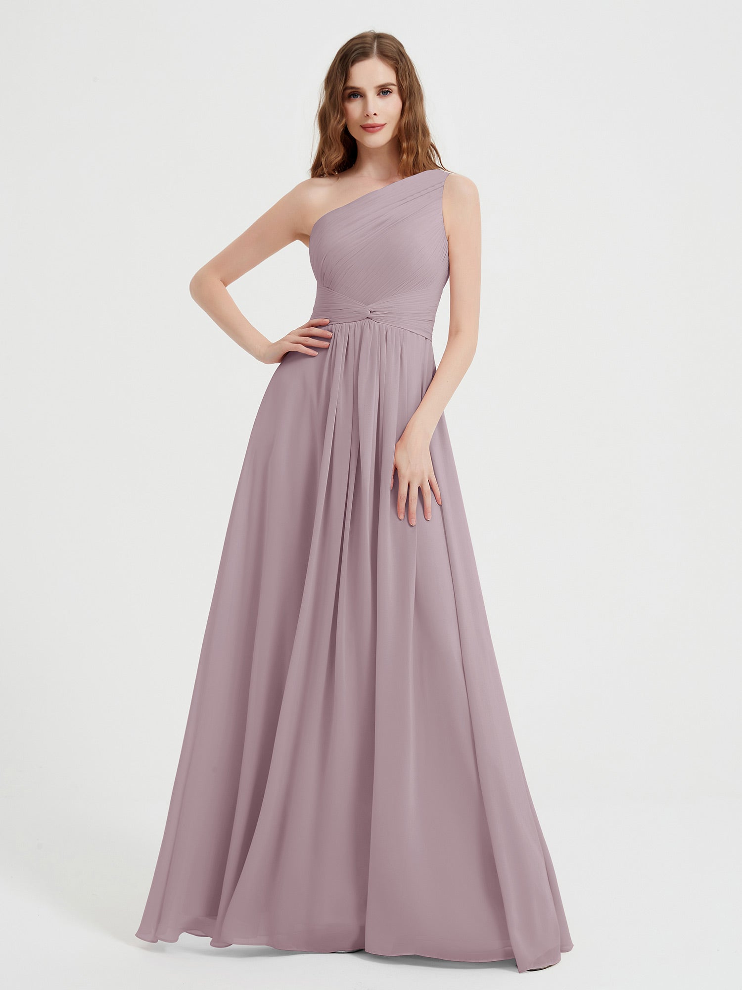 One Shoulder Dresses with Pleated Bodice Dusk Plus Size – BABARONI