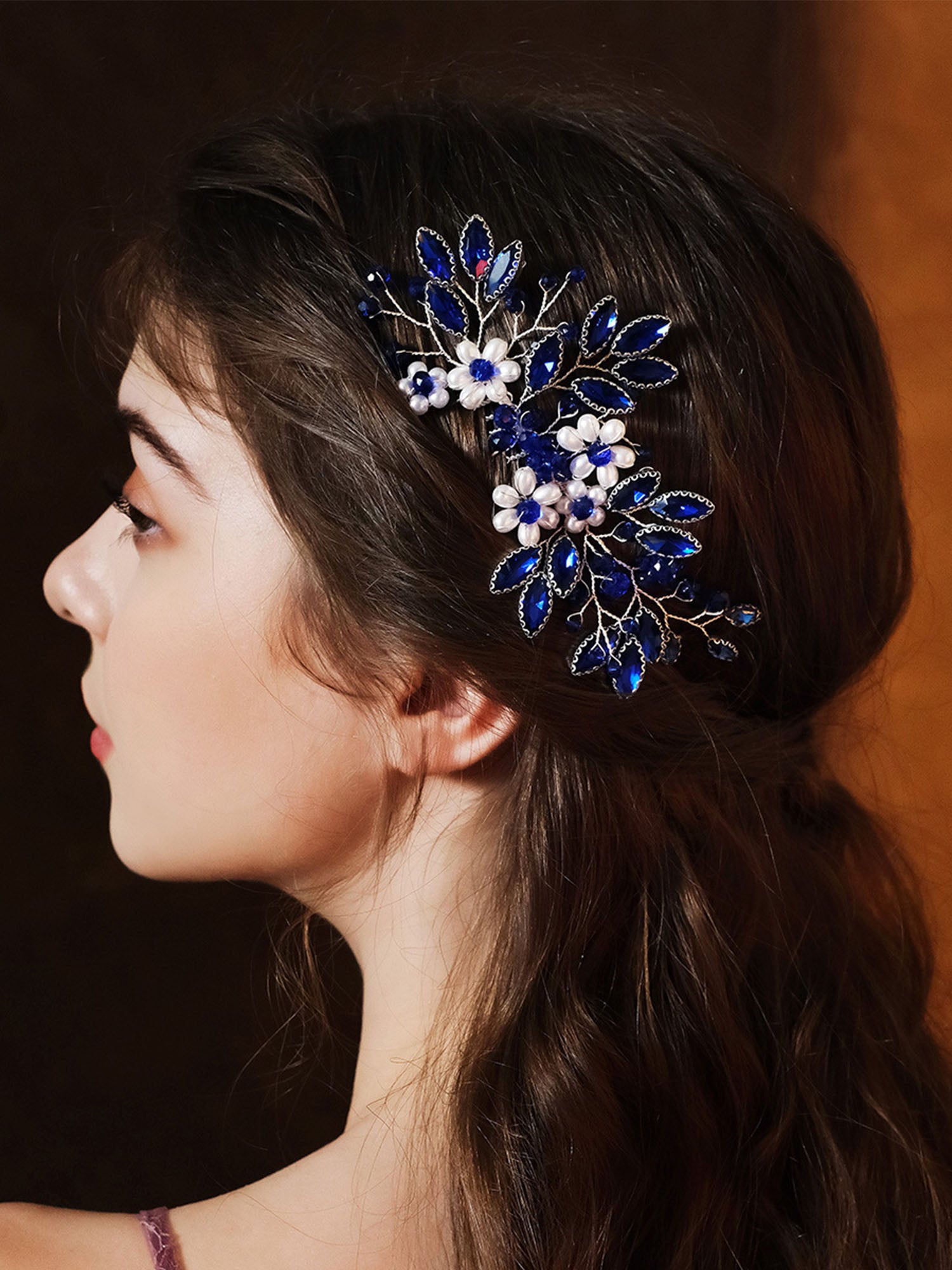Synthetic Gem Floral Prom Headdress Hair Comb – BABARONI