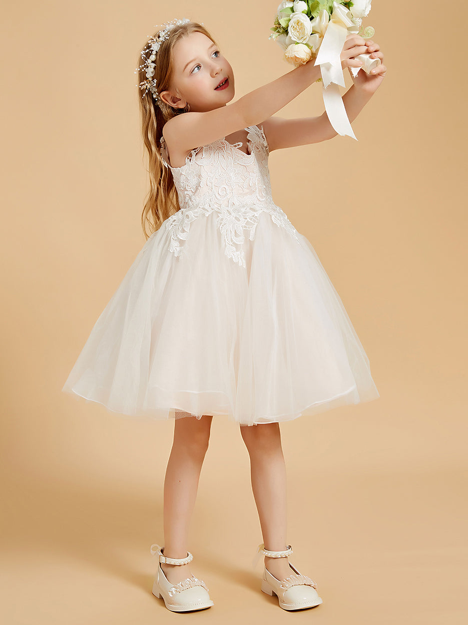 Enchanting Tulle Flower Girl Dresses with Lace Applique – BABARONI