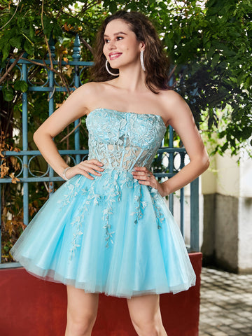 Strapless Transparent Top Sleeveless Short Dress Spa – BABARONI