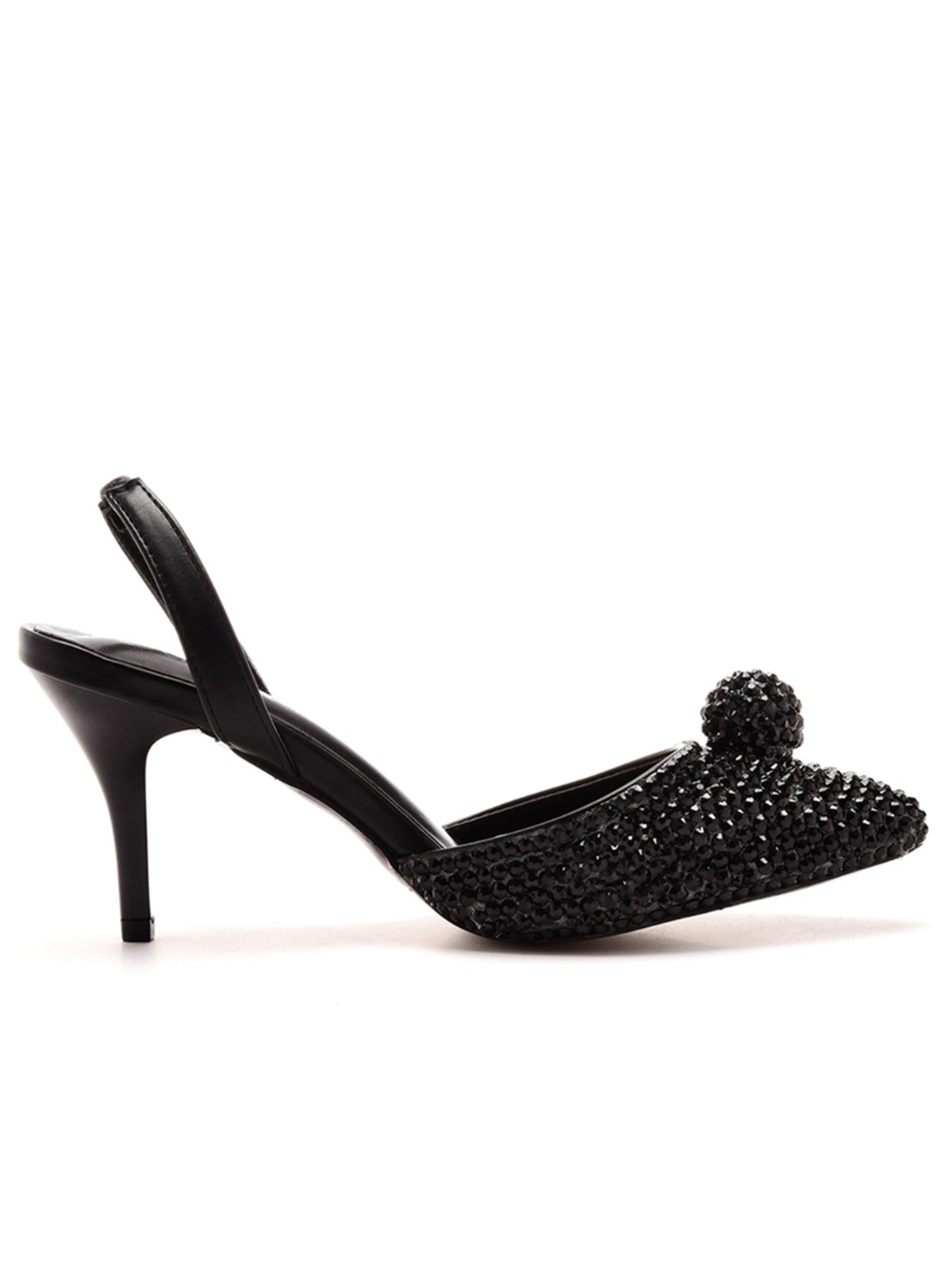 Rhinestone Ball Bead Pointed Toe Slingback High Heels – BABARONI