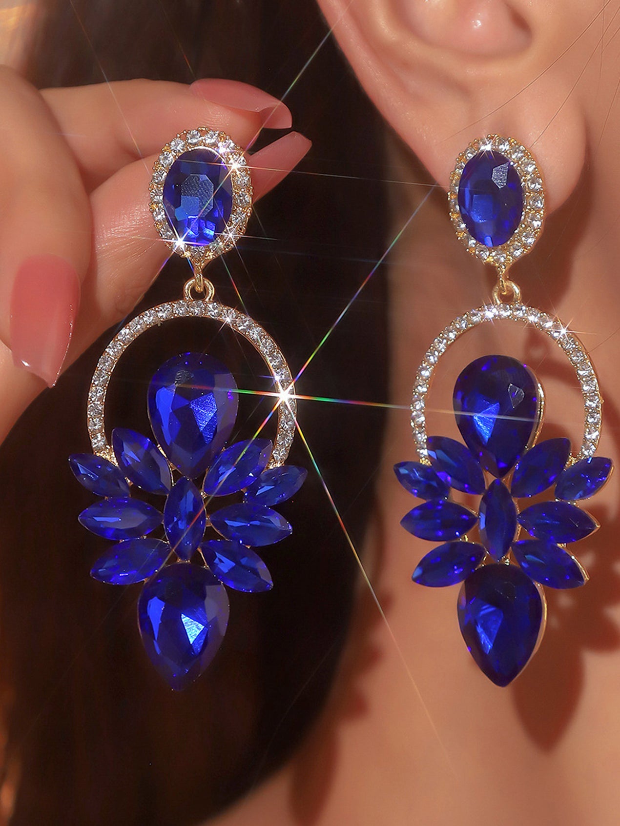 Extravagant Colorful Glass Rhinestone Earrings – BABARONI