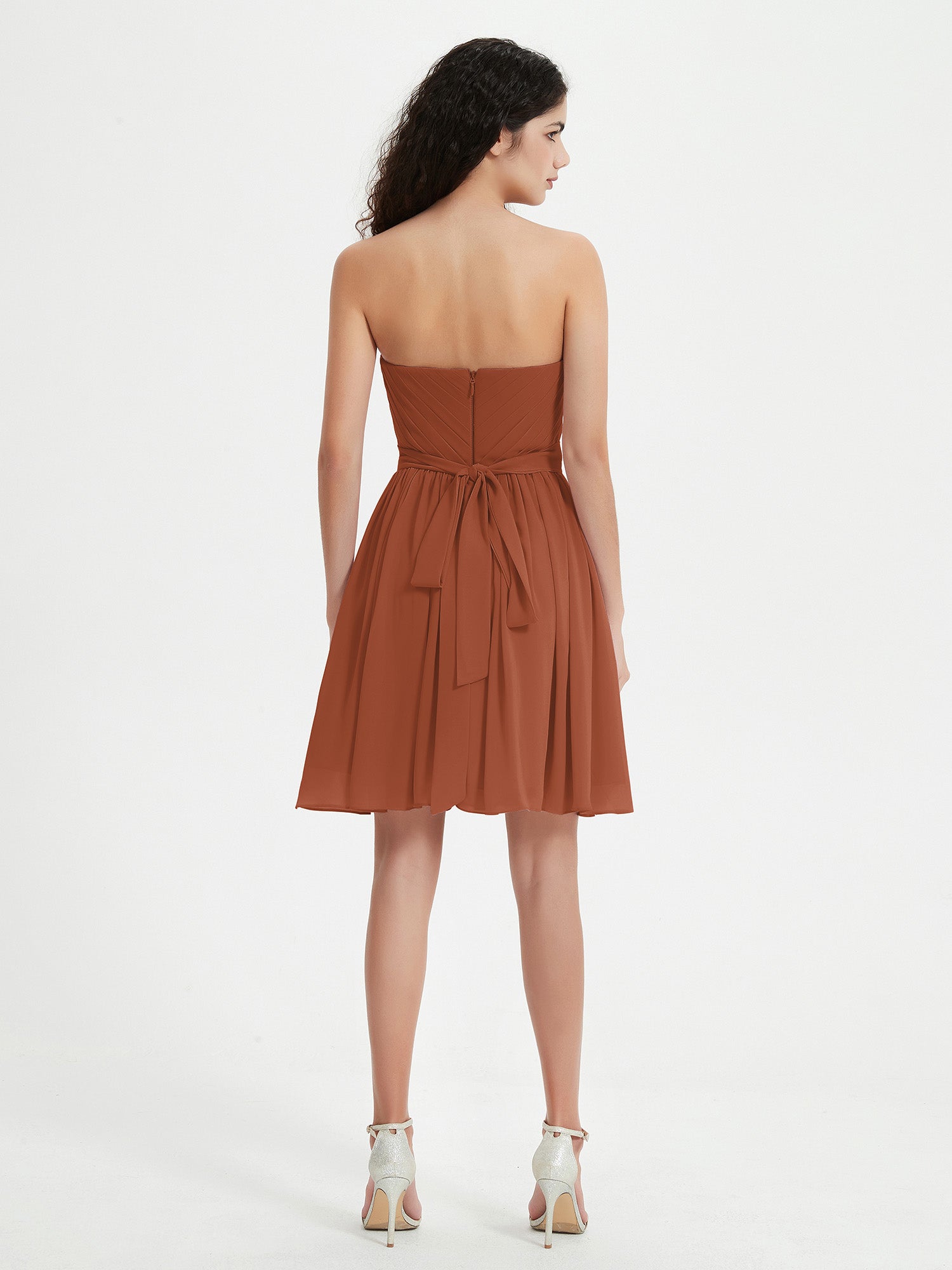 Strapless Sweetheart Neck Mini Dresses-Rust Plus Size – BABARONI