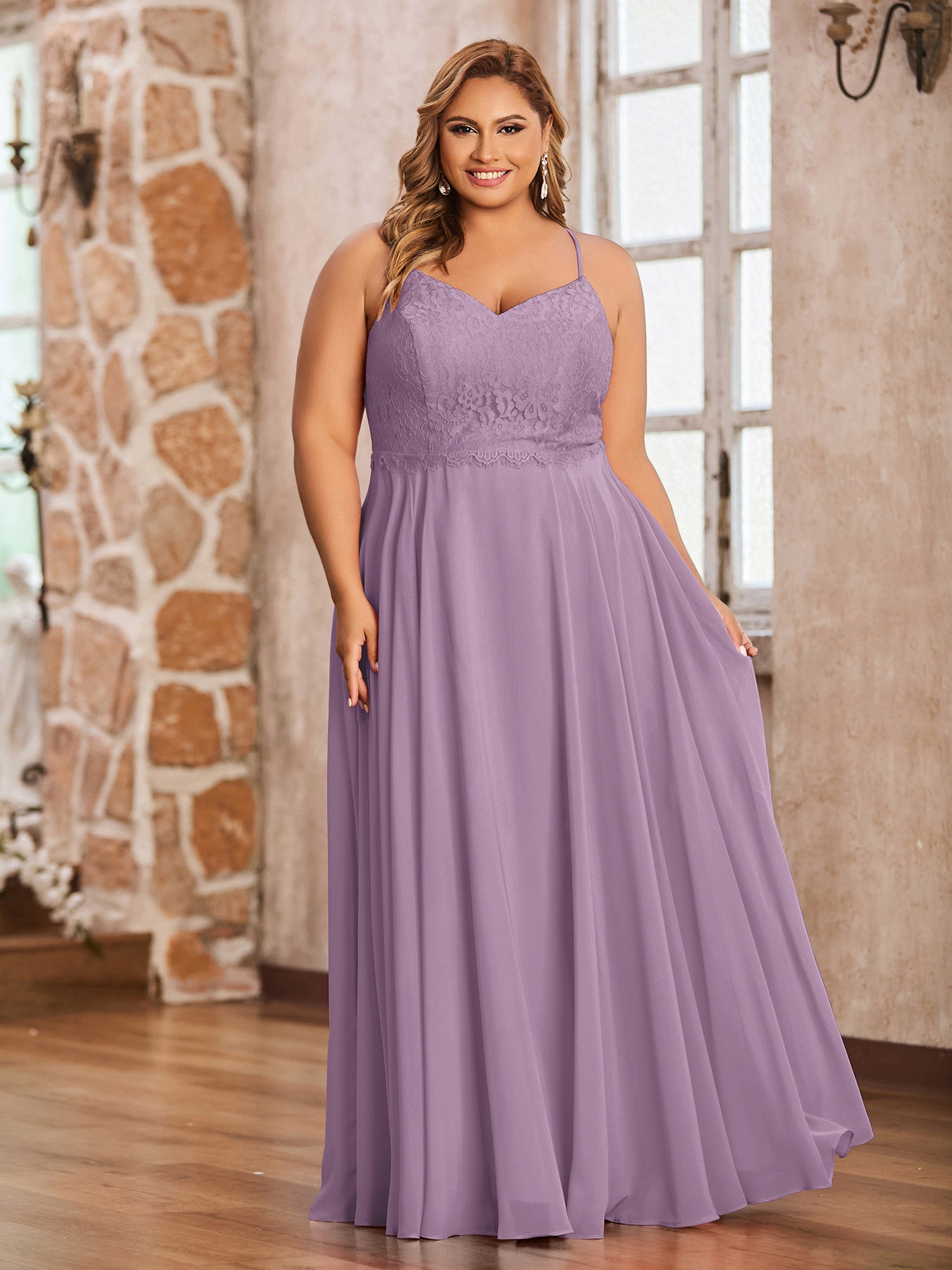 Spaghetti Strap Lace Dress with Corset Back-Wisteria Plus Size – BABARONI
