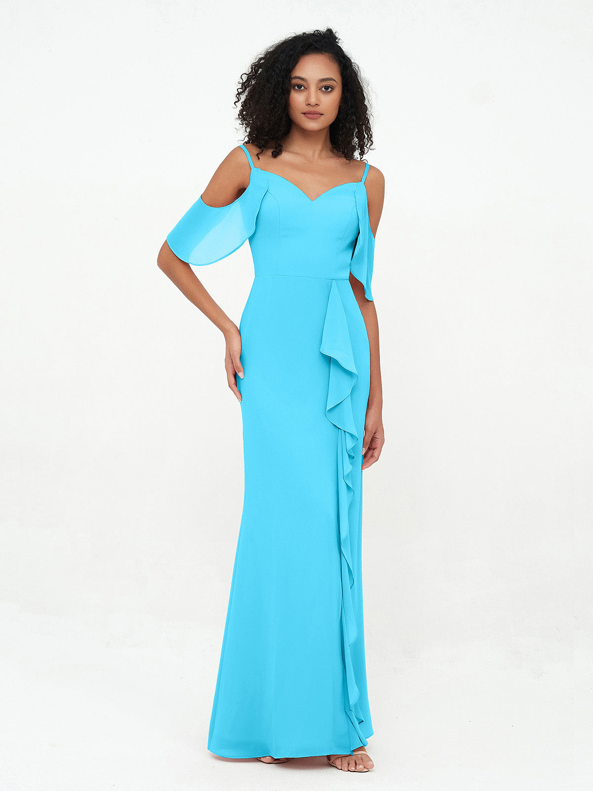 BABARONI Chiffon Pool Bridesmaid Dresses Sweetheart Floor-length ...