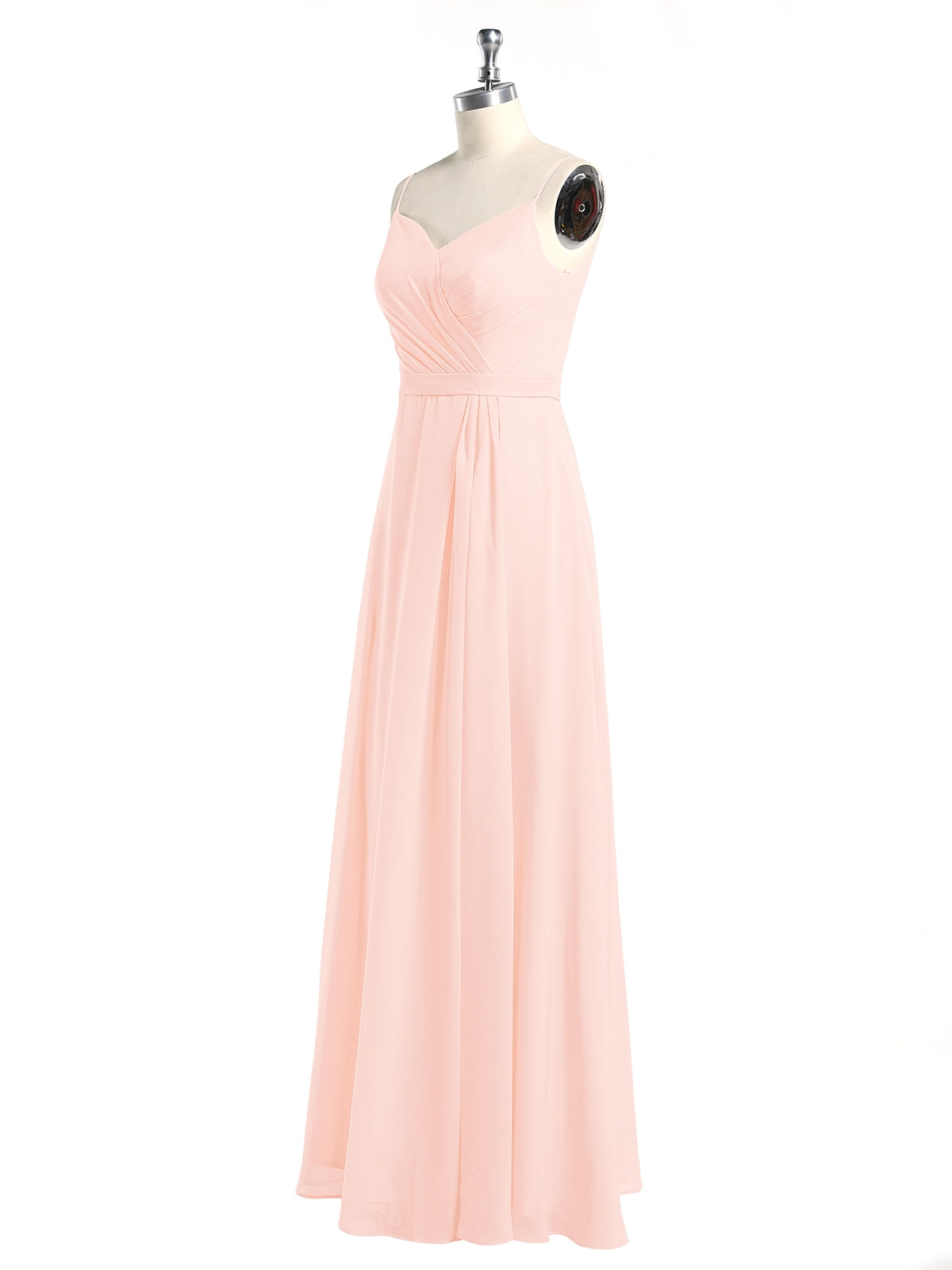 Spaghetti Straps Chiffon Gowns with Sweetheart Pearl Pink – BABARONI