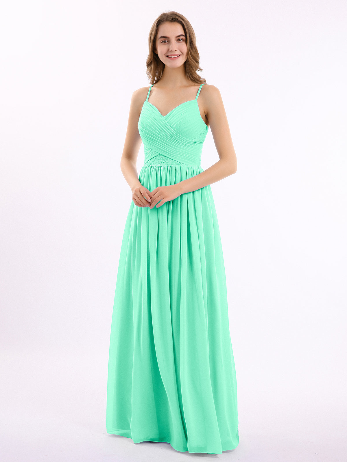 Sweetheart Neck Chiffon Dress with Spaghetti Strap Turquoise Plus Size ...