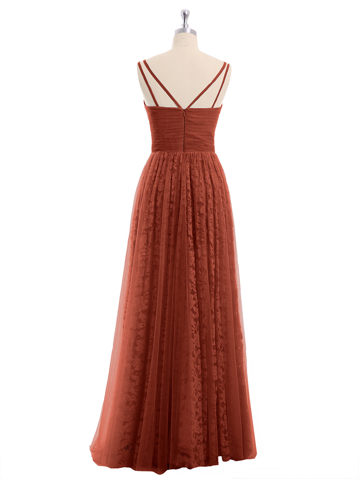 V neck Lace Lining And Tulle Dresses Rust Plus Size – BABARONI