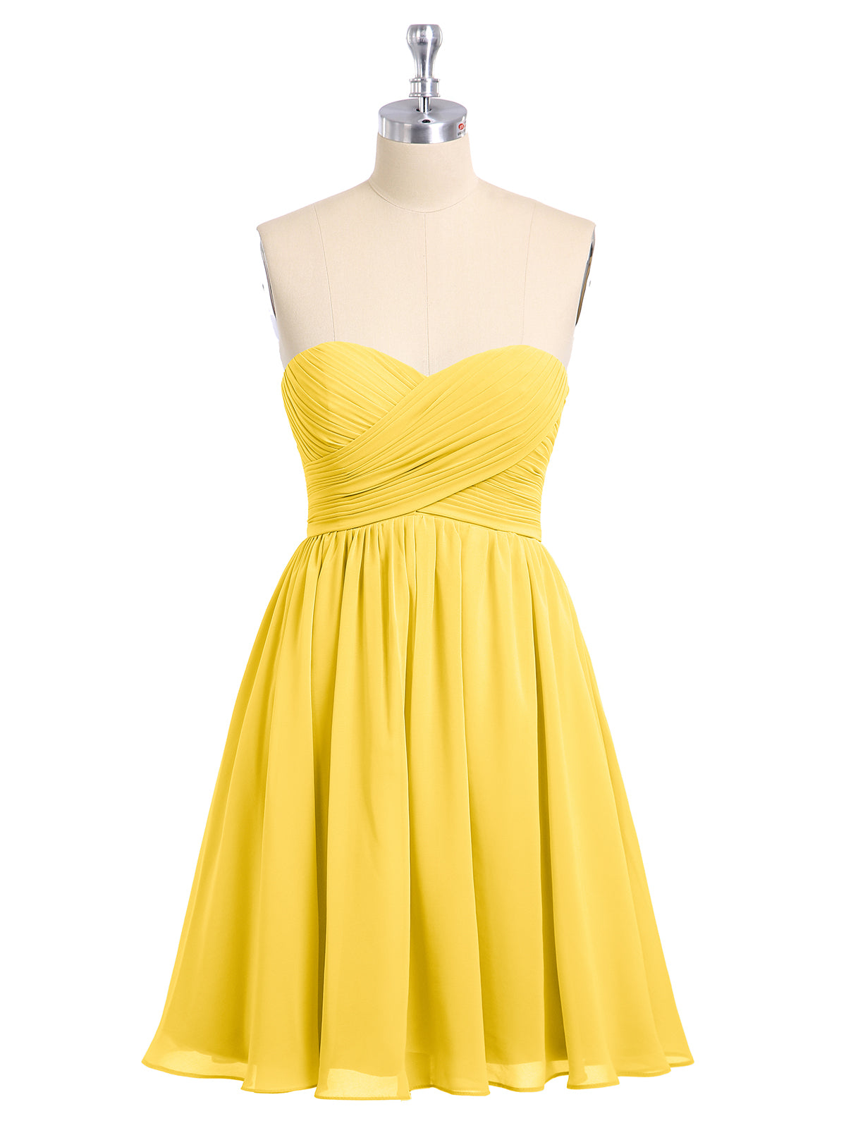 Strapless Sweetheart Neck Short Bridesmaid Gown Marigold – BABARONI