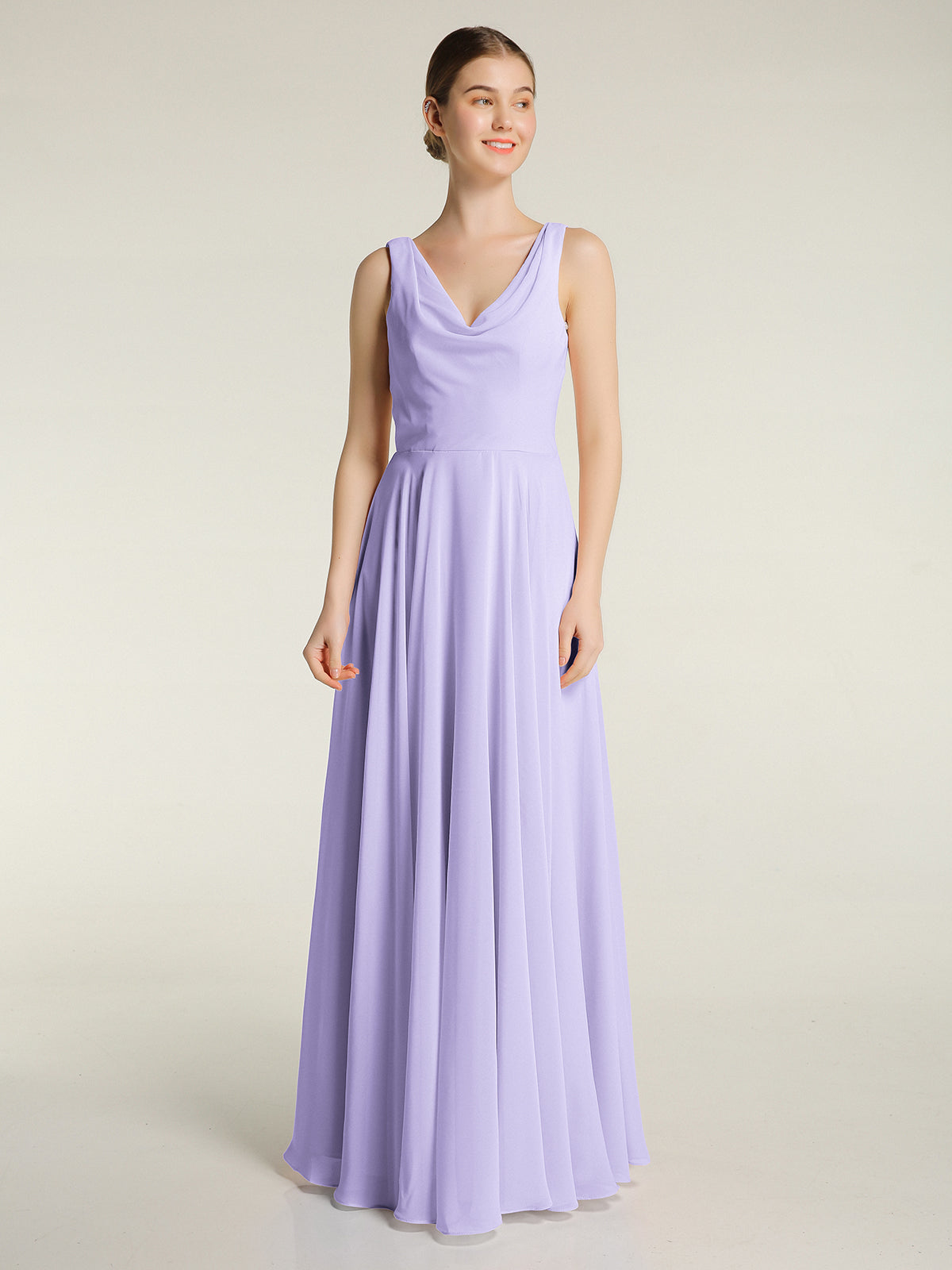 Simple Chiffon Dresses with V Neckline Lilac Plus Size – BABARONI