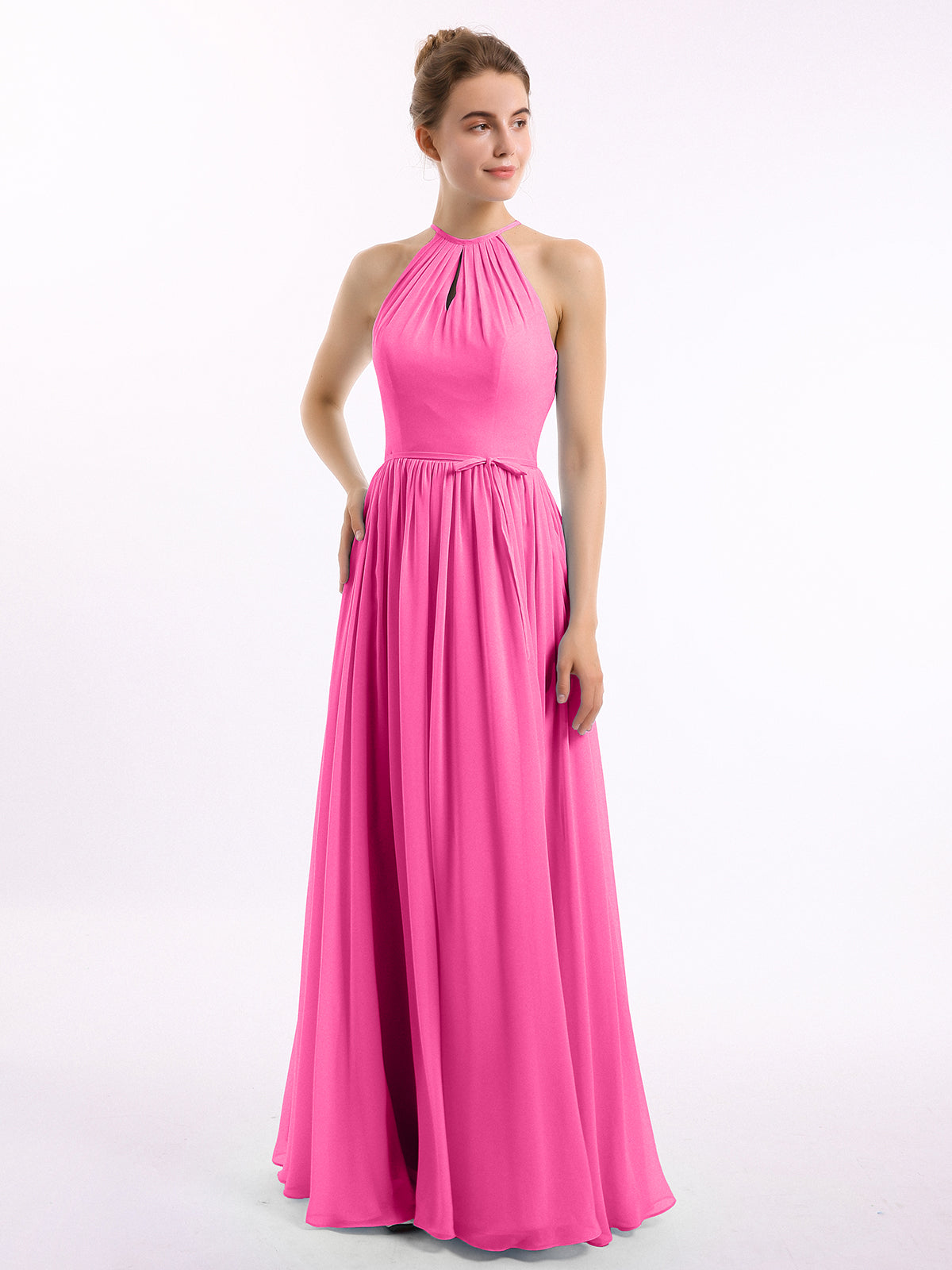 Long Halter Chiffon Dresses with Open Back Azalea Plus Size – BABARONI