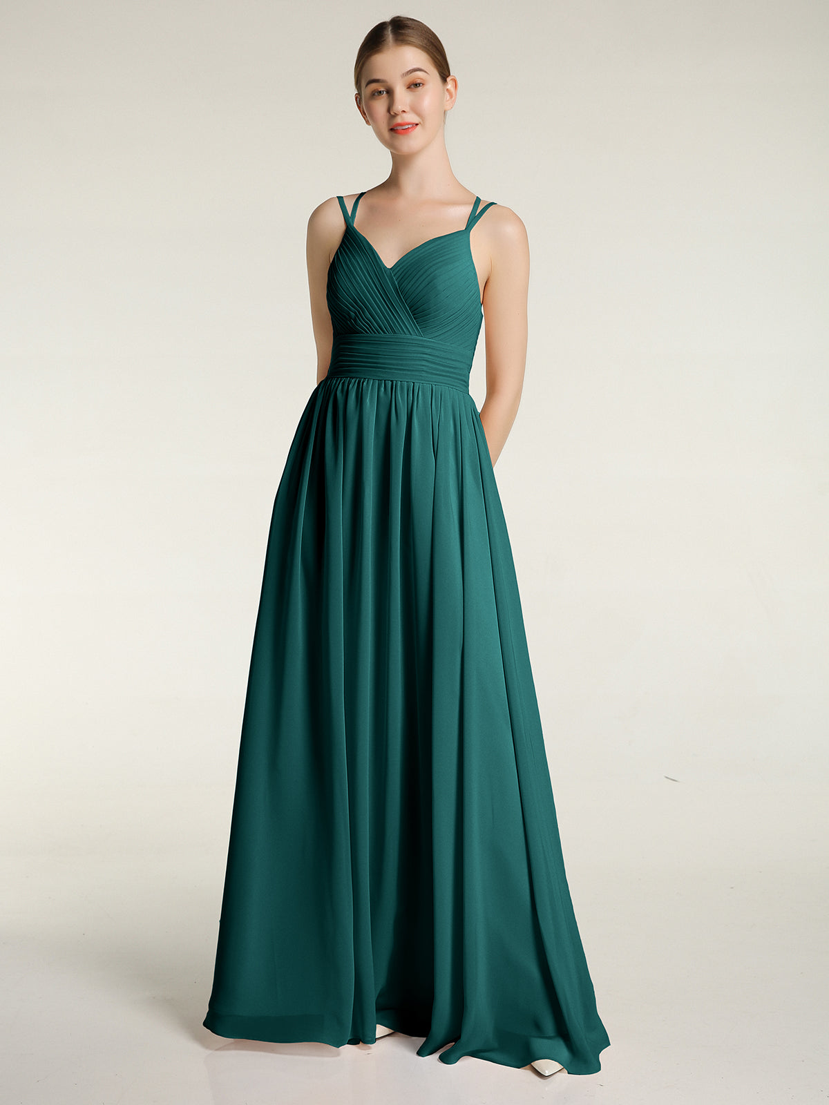 BABARONI Chiffon Peacock Bridesmaid Dresses Sweetheart Floor-length ...