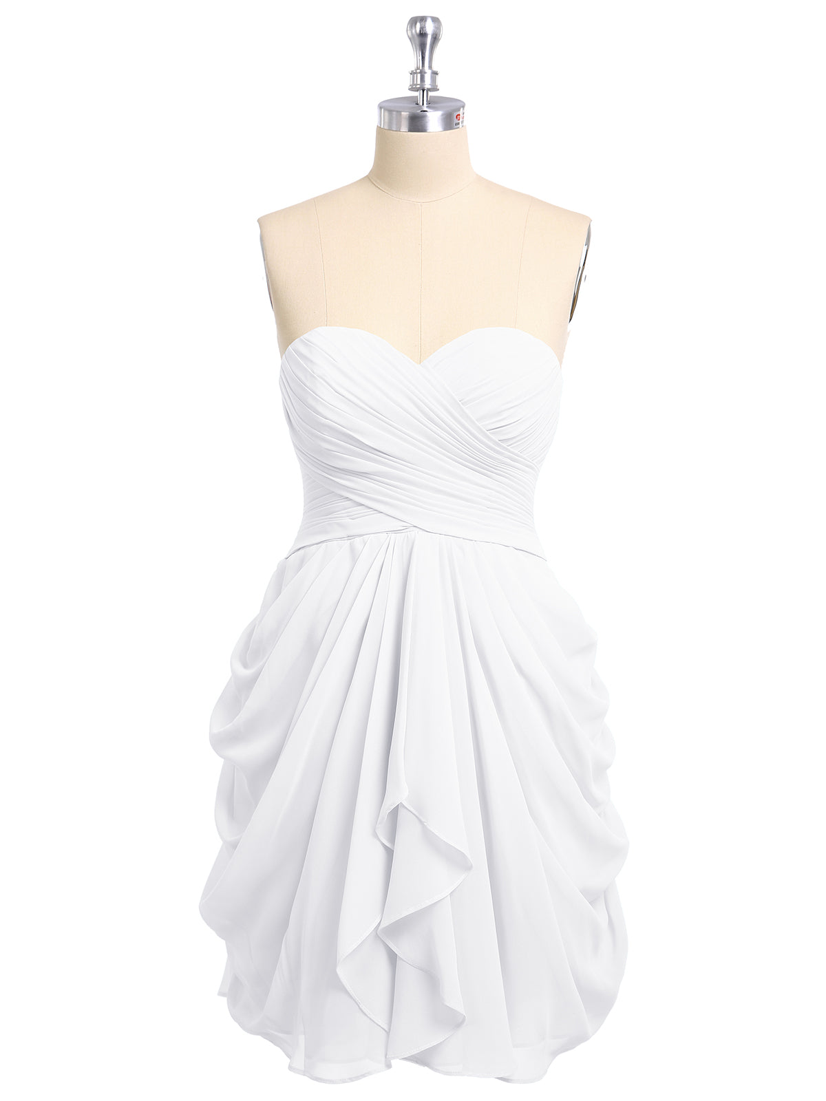 BABARONI Chiffon White Bridesmaid Dresses Sweetheart Short/Mini Lace-up ...