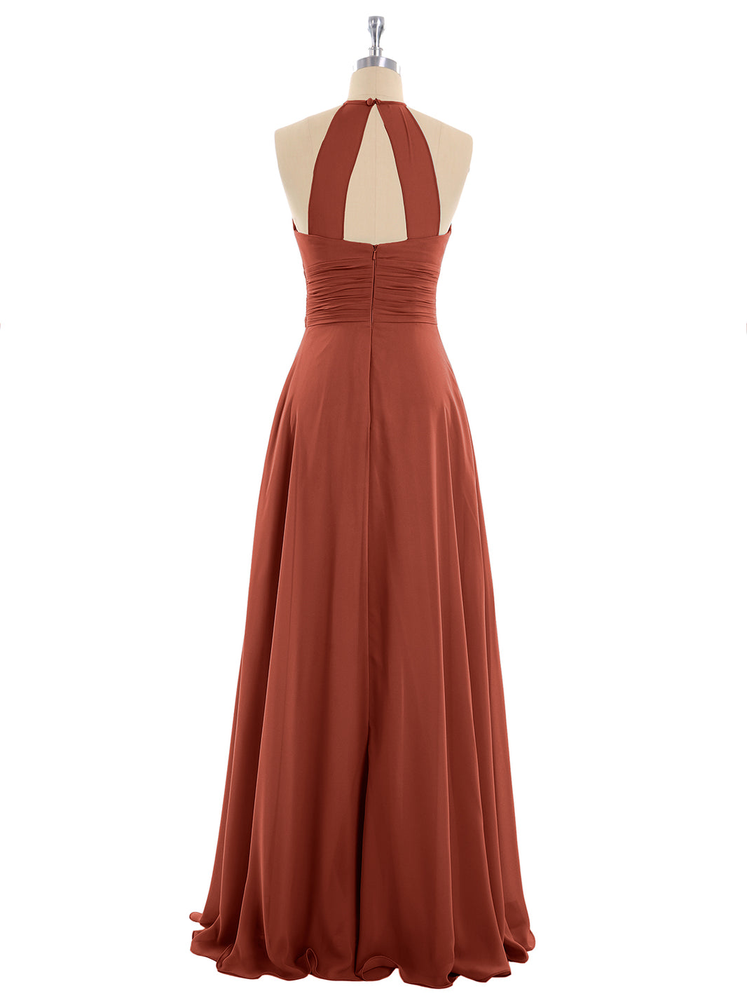 BABARONI Chiffon Rust Bridesmaid Dresses Halter Floor-length Sleeveless ...