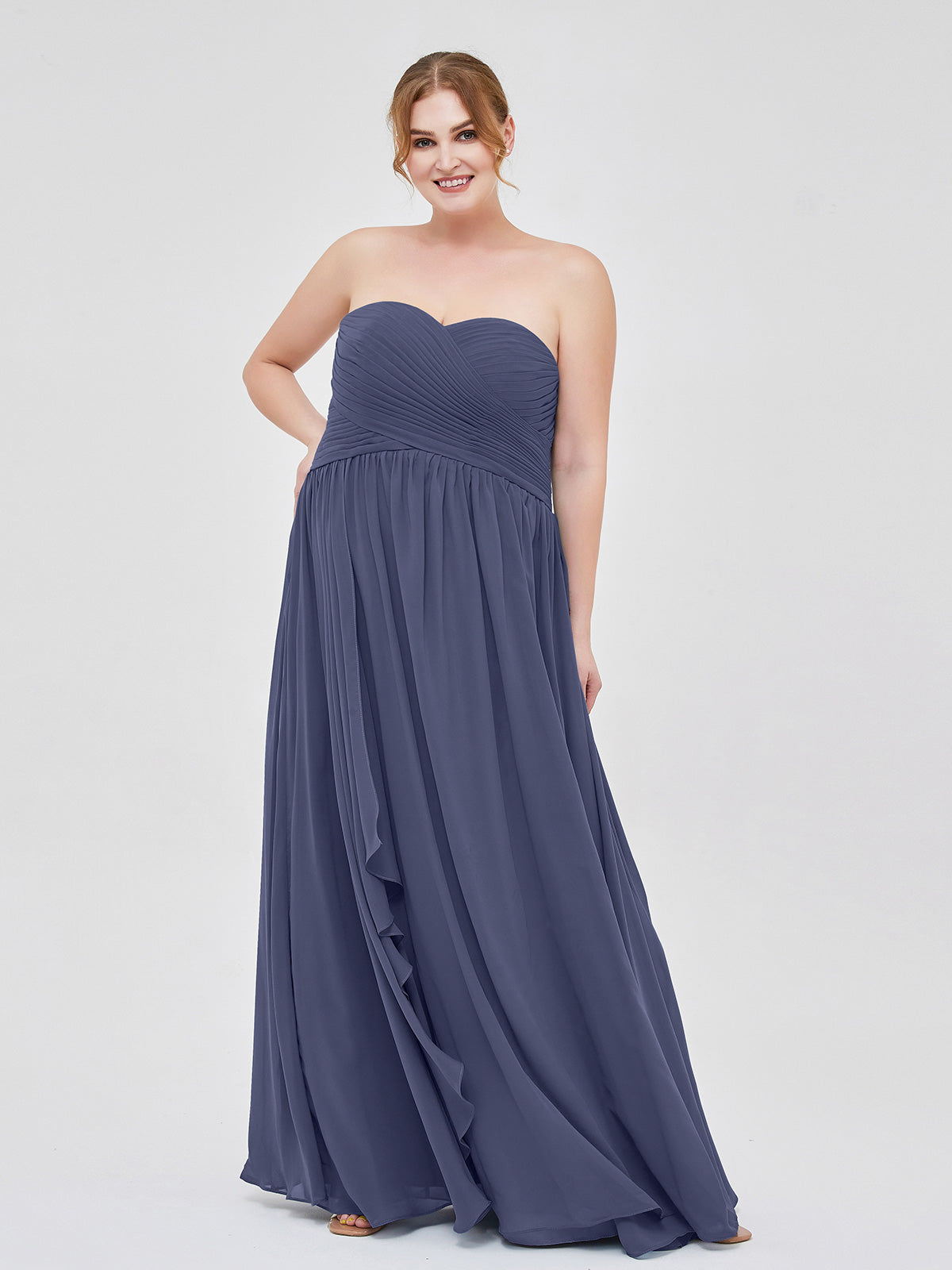 Sweetheart Neck Empire Chiffon Bridemsiad Gown Stormy Plus Size – BABARONI