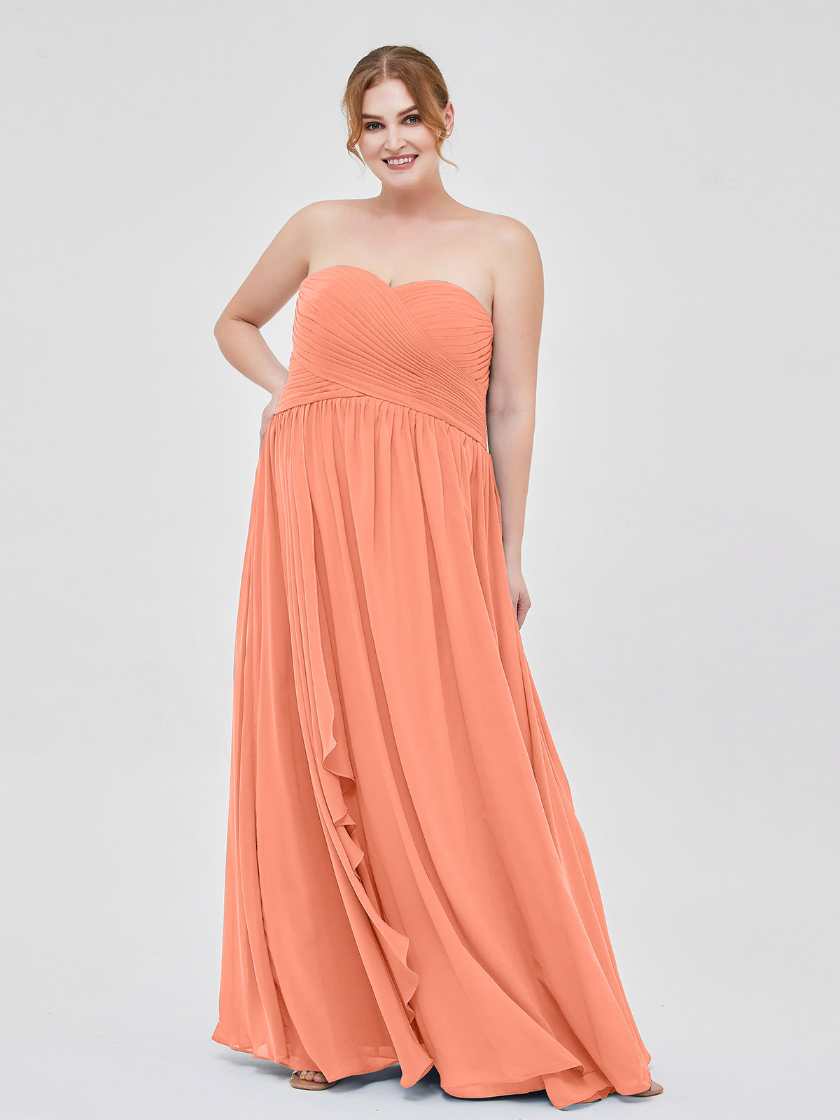 Sweetheart Neck Empire Chiffon Bridemsiad Gown Sunset Plus Size – BABARONI
