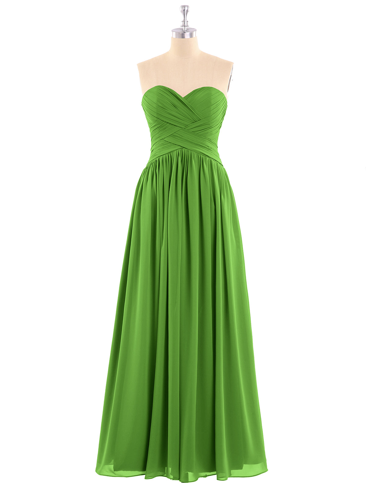 Chiffon Bridesmaid Dresses Cross Pleated Bodice Moss Plus Size – BABARONI