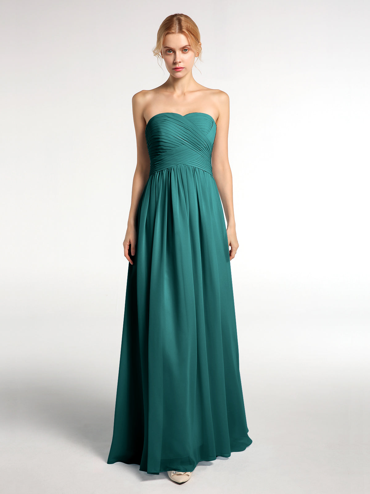 BABARONI Chiffon Peacock Bridesmaid Dresses Sweetheart Floor-length ...