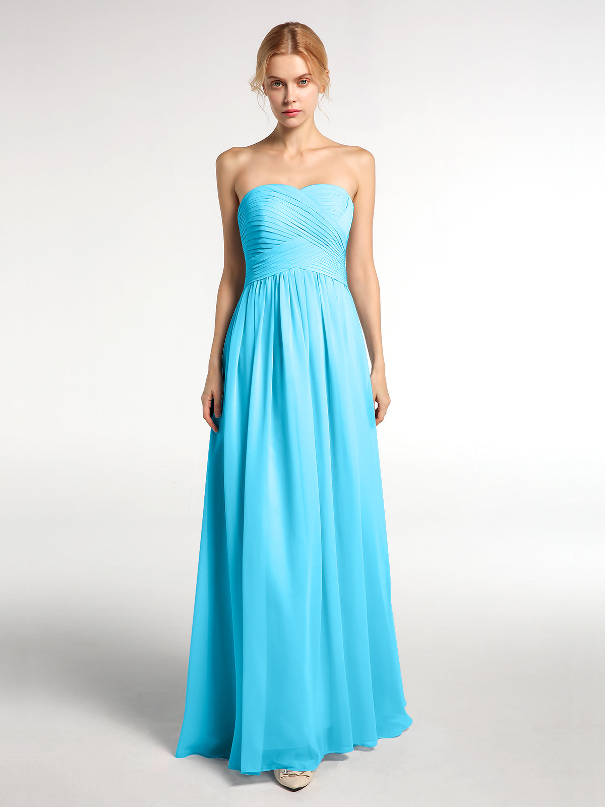 BABARONI Chiffon Pool Bridesmaid Dresses Sweetheart Floor-length ...