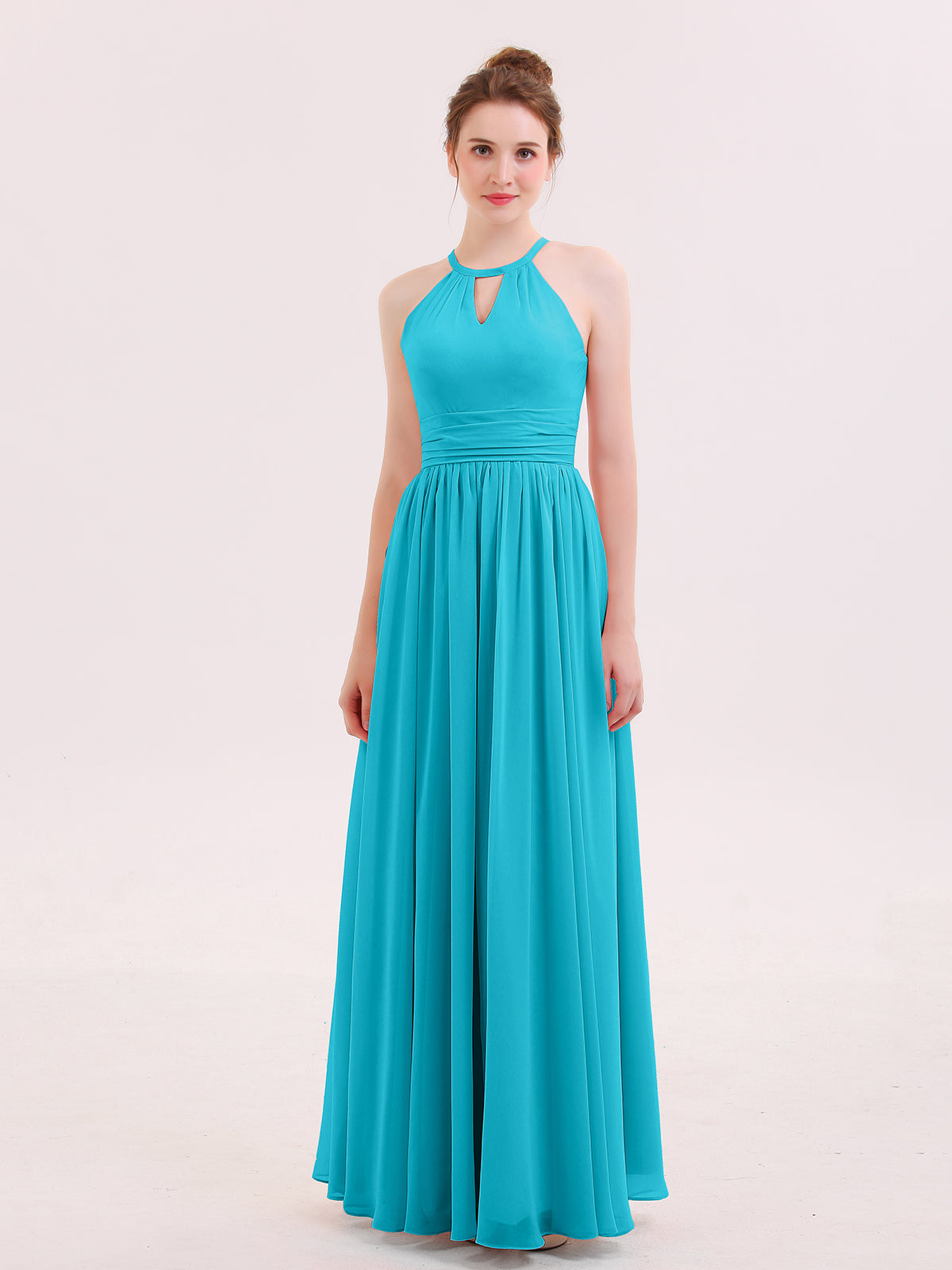 Halter Long Chiffon Dress of Bridesmaids Jade – BABARONI
