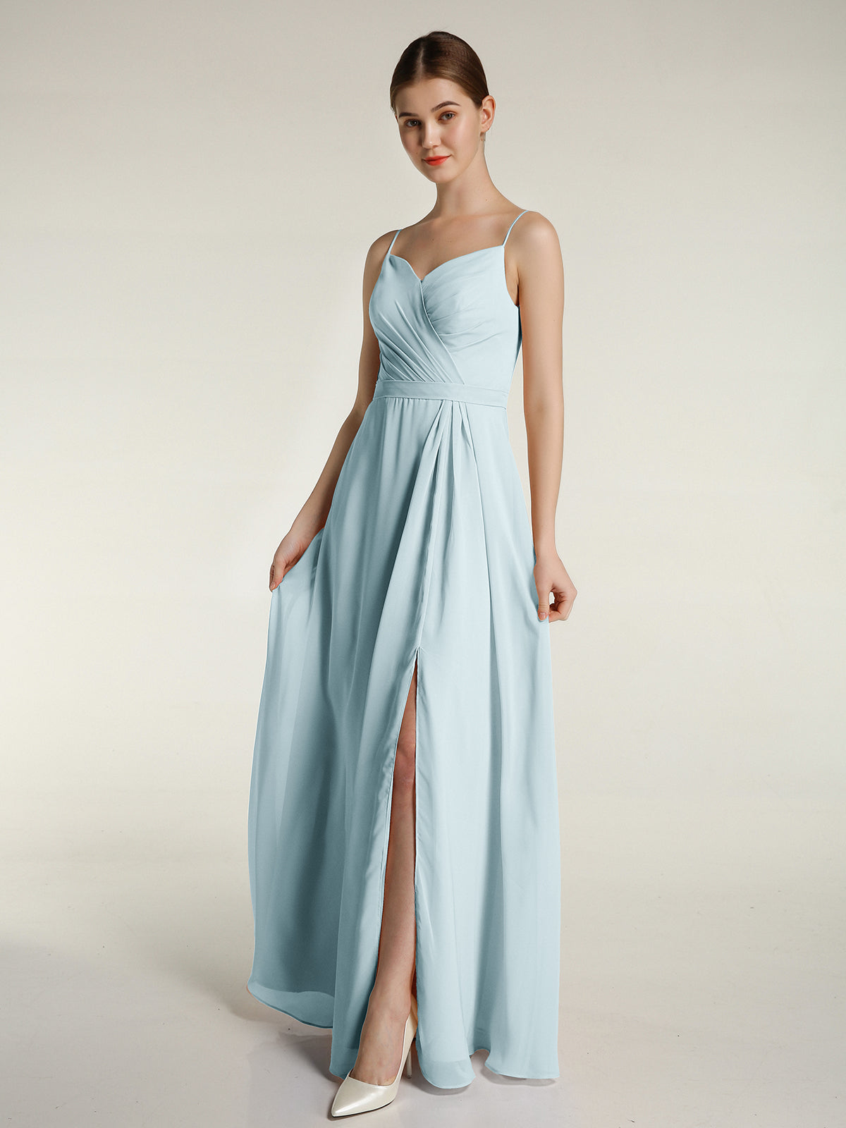 Spaghetti Straps Chiffon Gowns with Sweetheart Mist – BABARONI
