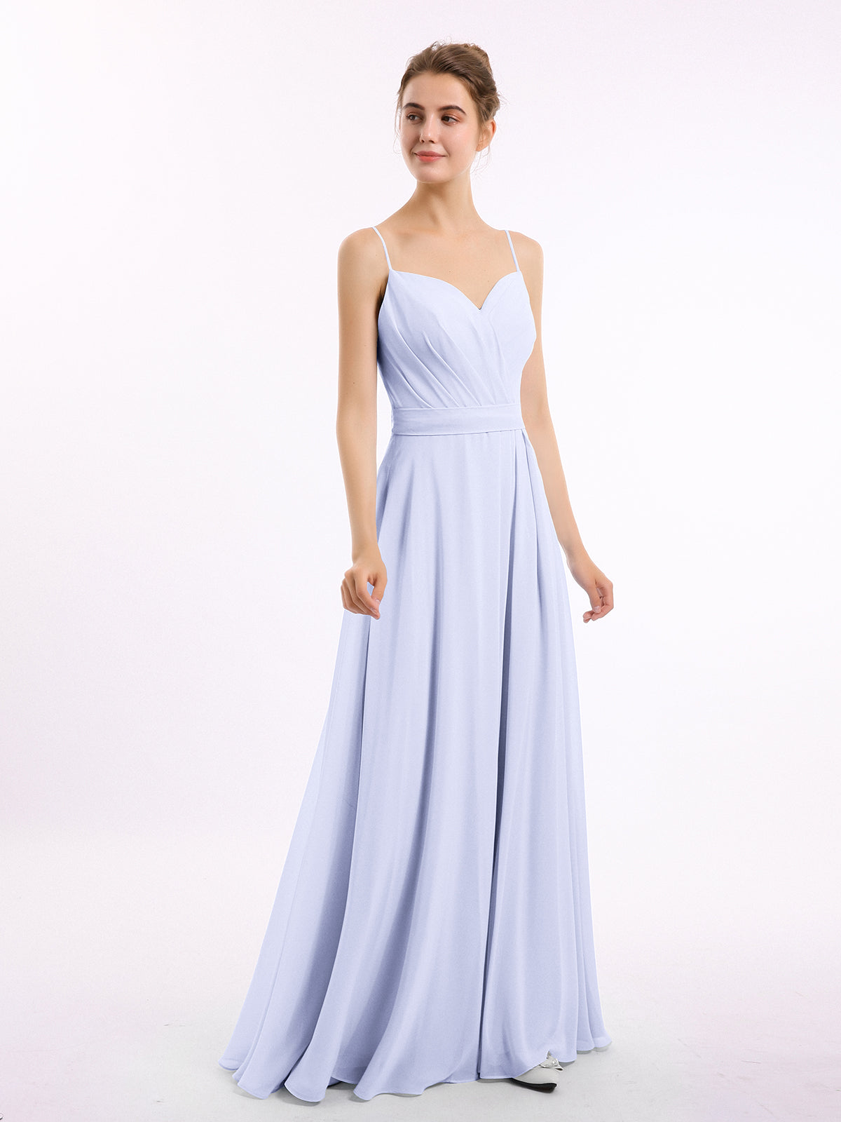 Spaghetti Strap Sweetheart Neck Chiffon Dress Lavender – BABARONI
