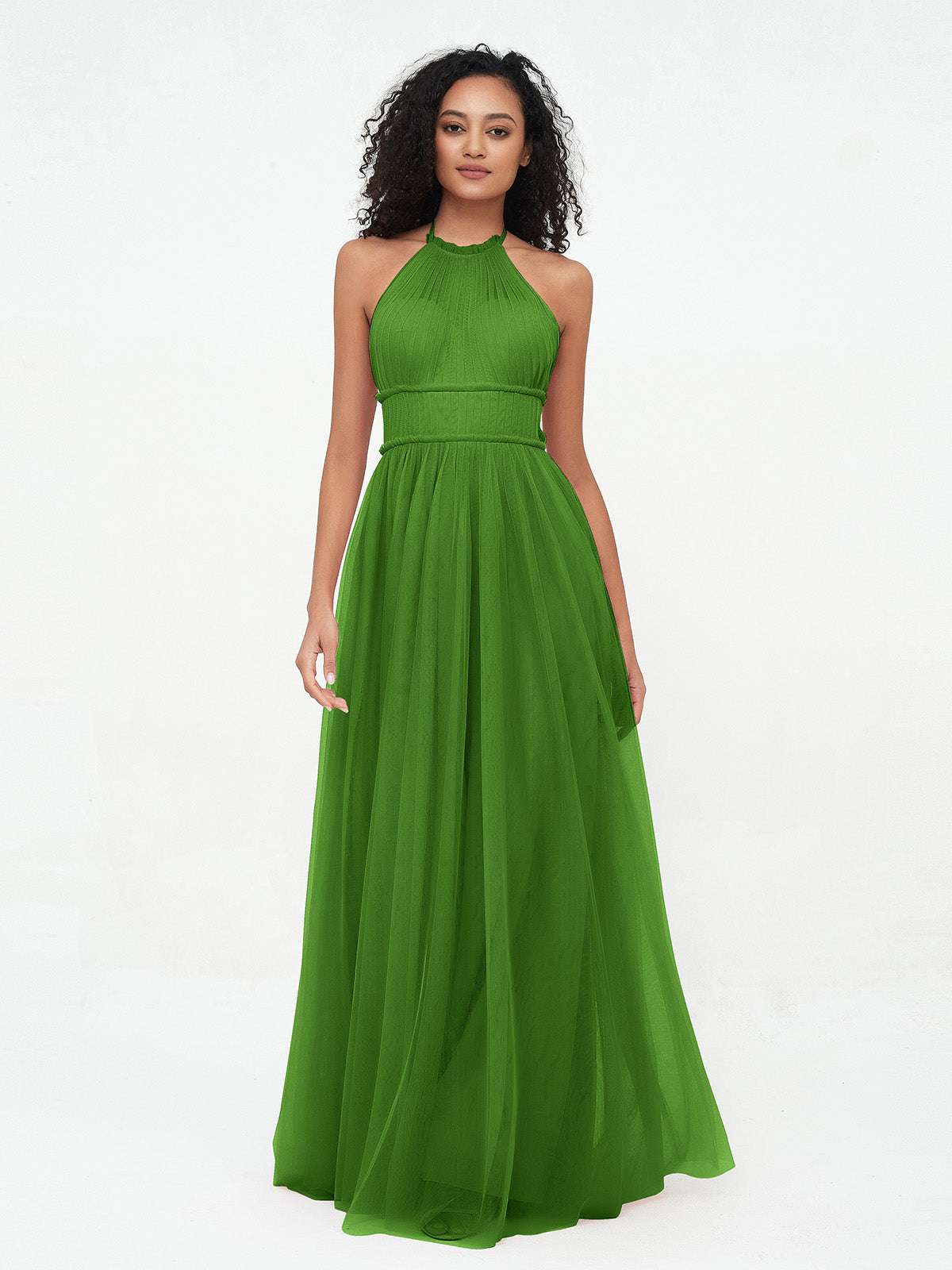 Illusion Halter Tulle Maxi Boho Dresses-Moss Plus Size – BABARONI