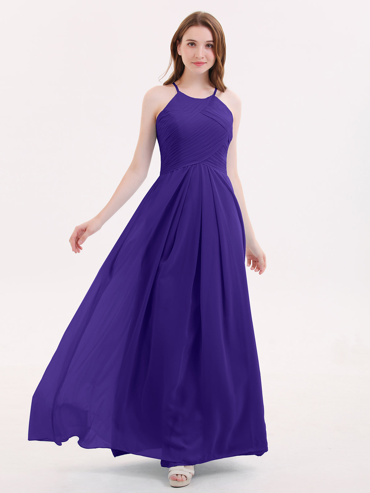 Long Chiffon Halter Bridesmaid Dresses-Regency Plus Size – BABARONI