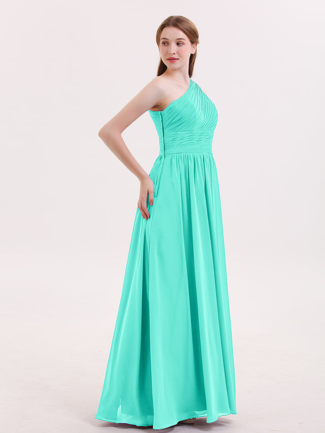 BABARONI Chiffon Spa Bridesmaid Dresses One Shoulder Floor-length ...