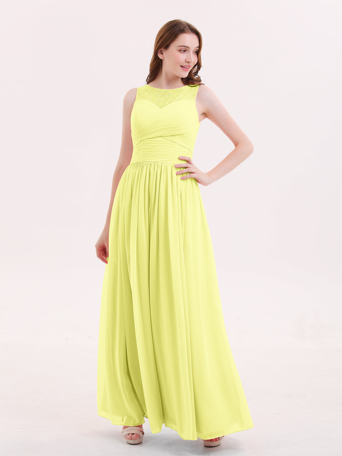 Illusion Sweetheart Neck Chiffon Bridesmaid Dress-Daffodil Plus Size ...