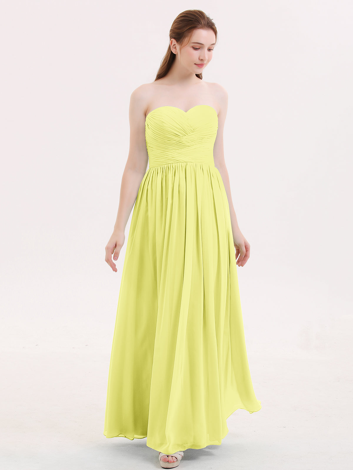 BABARONI Chiffon Daffodil Bridesmaid Dresses Sweetheart Floor-length ...